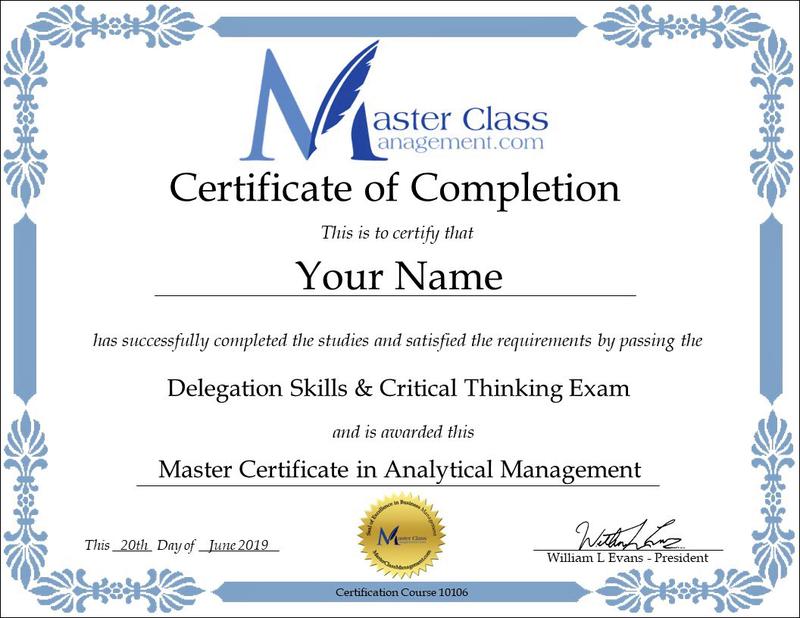 Business Management Certification Course - Certificate of Completion